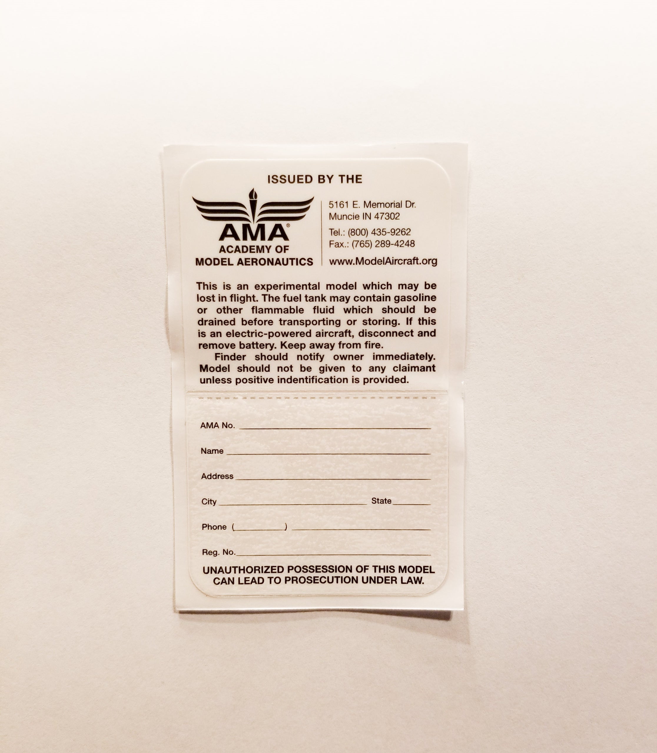 5084 Airplane ID Label 10Pk | Academy of Model Aeronautics